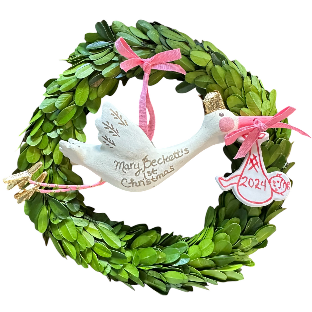 Baby's First Christmas Stork Ornament - pink | Handmade from Tricia ...