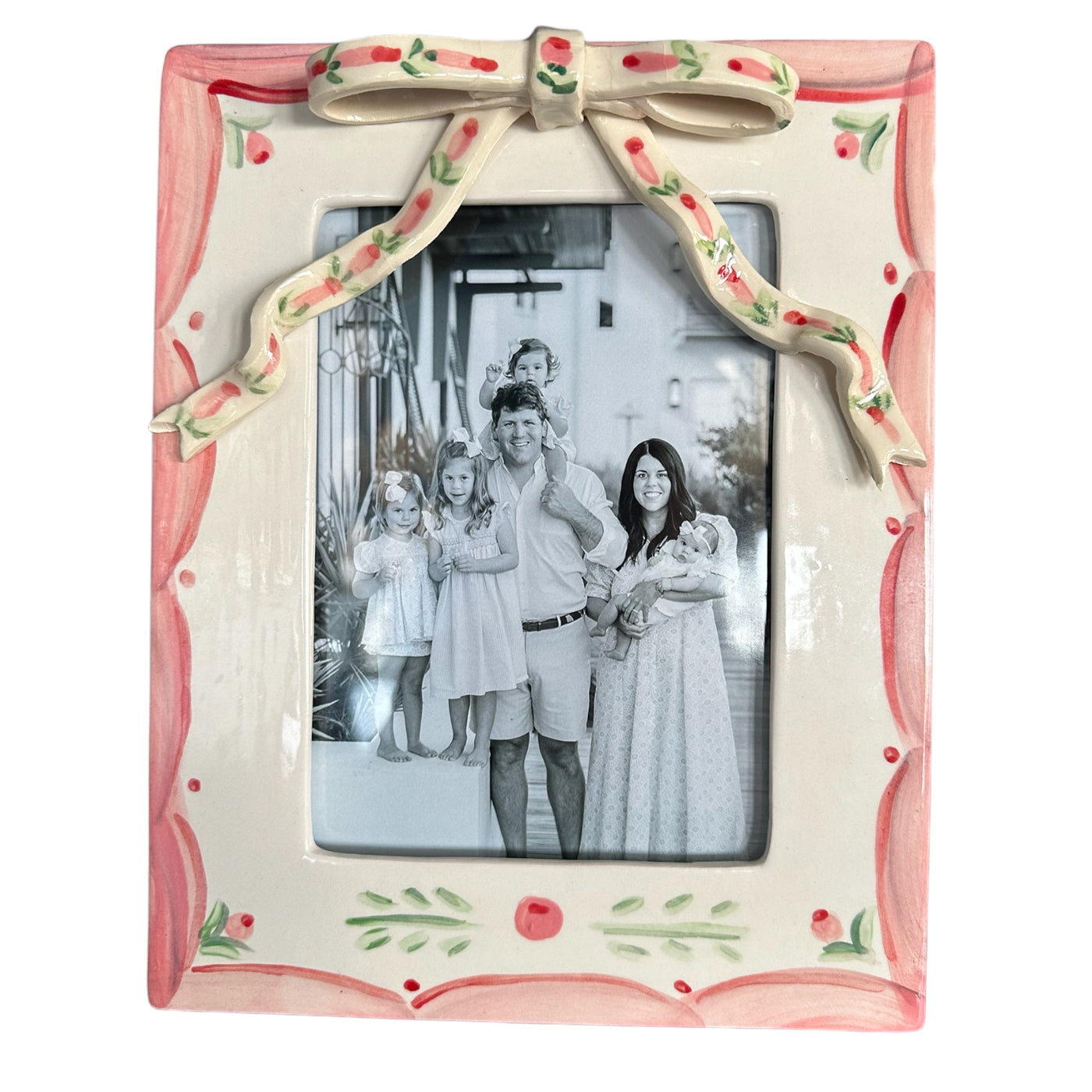 Ceramic Frame - Pink Bow | Handmade from Tricia Lowenfield Design